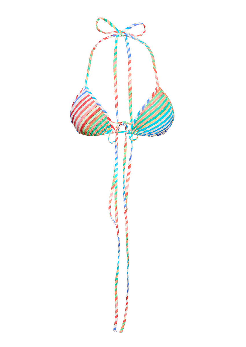 BIAS CRAYON STRIPE STRING BIKINI TOP – Christopher John Rogers